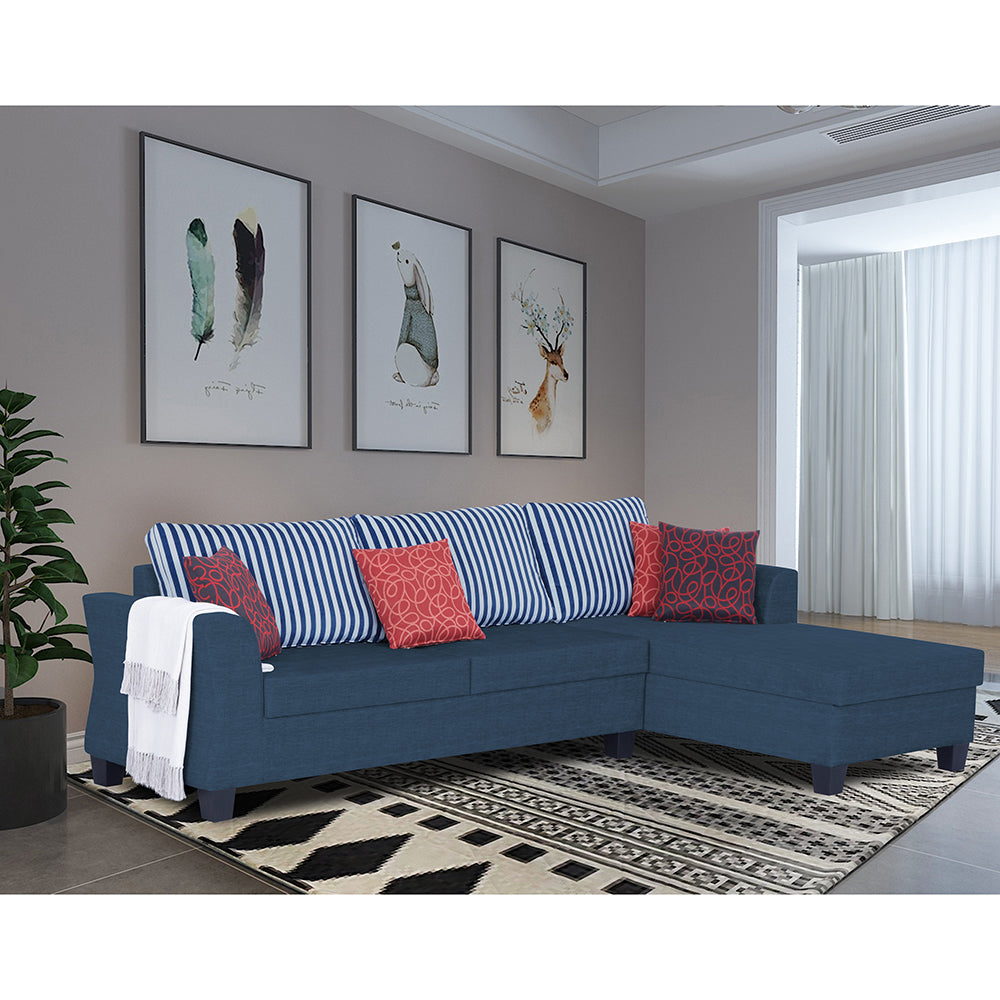 Adorn India Alexia Plus L Shape 5 Seater Sofa Set Stripes (Right Hand